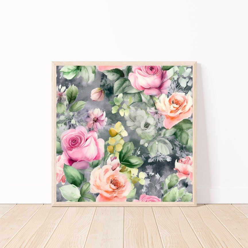Watercolor Abstract Roses Printable Art-rustic Roses Wall - Etsy