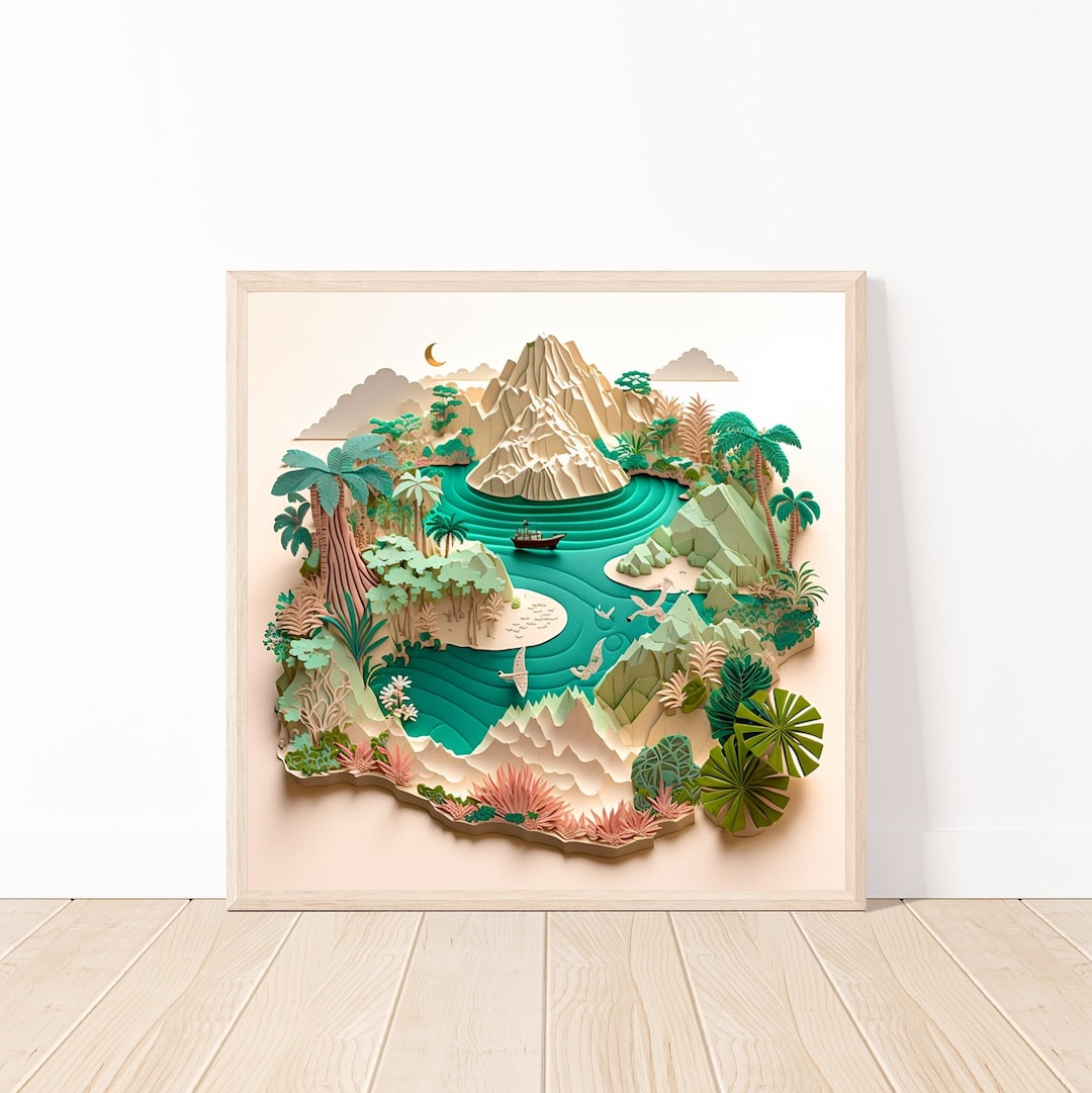 Tropical Scene Paper Quilling Art-beach at Sunset Wall Art-tropical ...