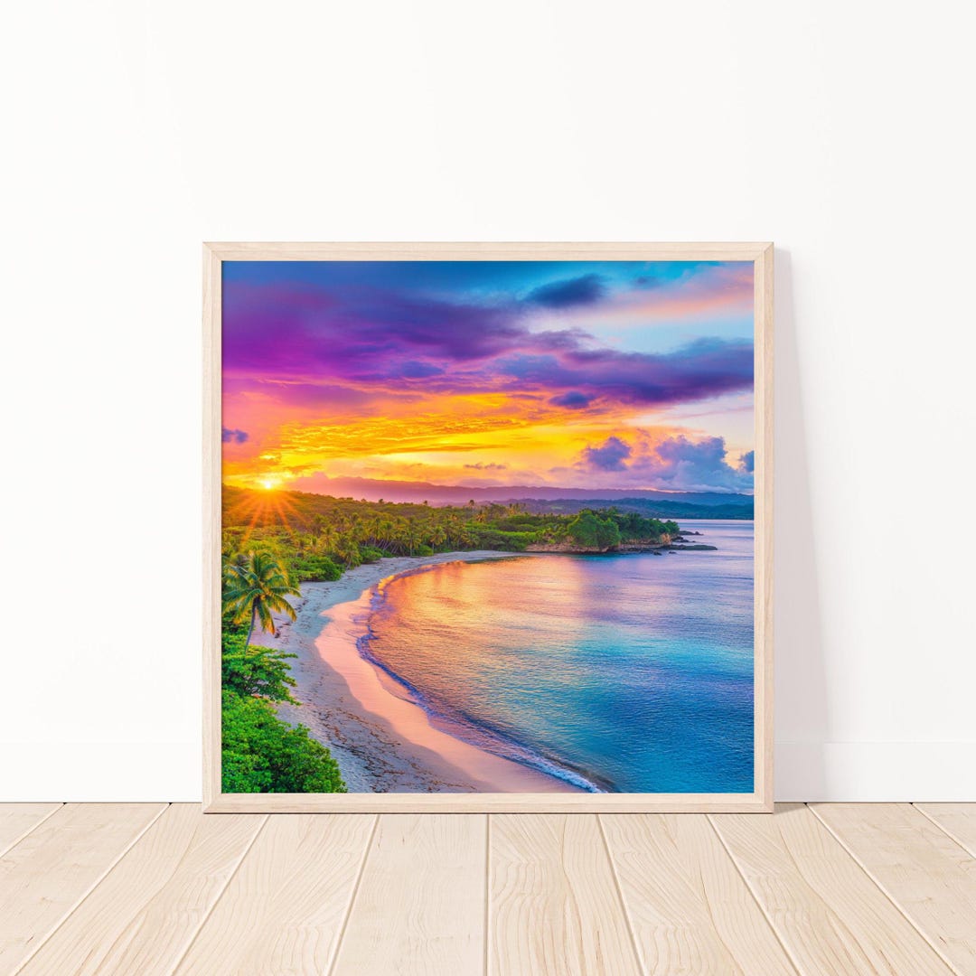 Stunning Tropical Beach Sunset Print, Ocean View Wall Art, Seaside ...