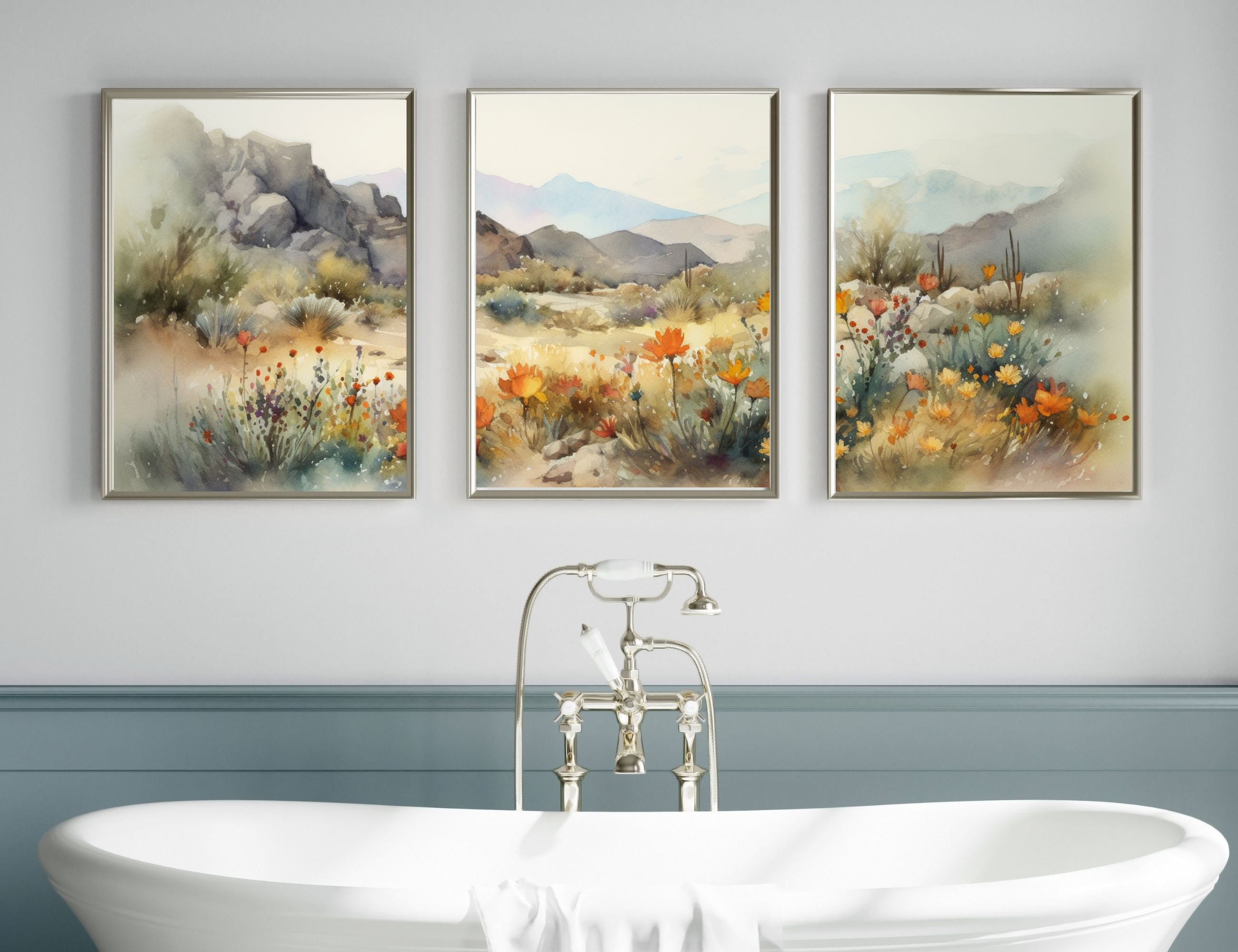 Watercolor Desert Landscape Printable Wall Art-country Floral Art ...