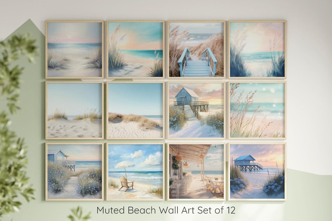 Beach Art Muted Colors Printable Wall Art-tropical Digital Background ...