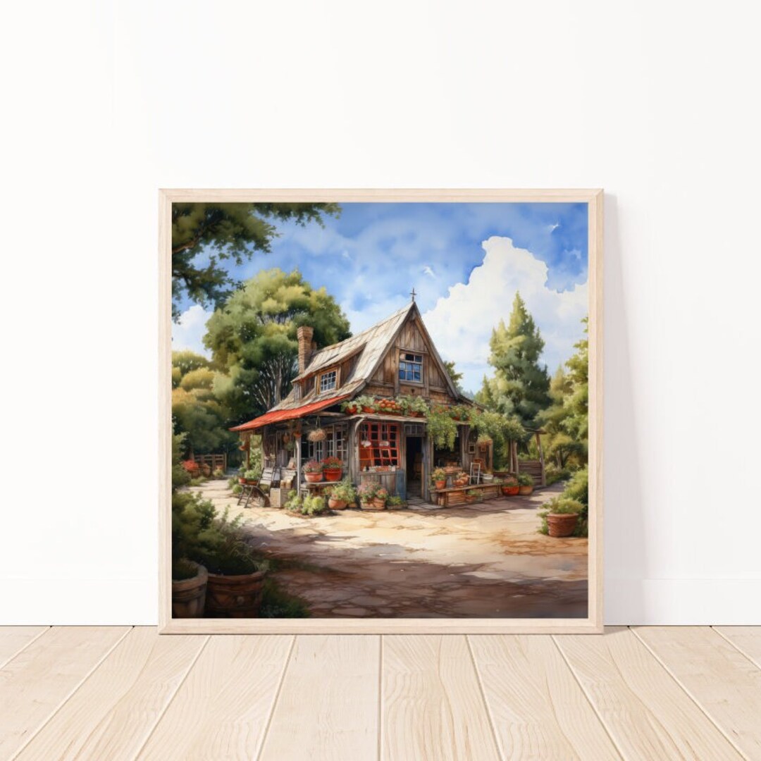 Watercolor Vintage Country Store Wall Art-country House Decor-farmhouse ...