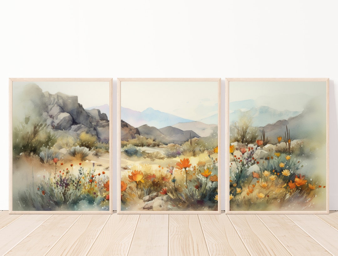 Watercolor Desert Landscape Printable Wall Art-country Floral Art ...