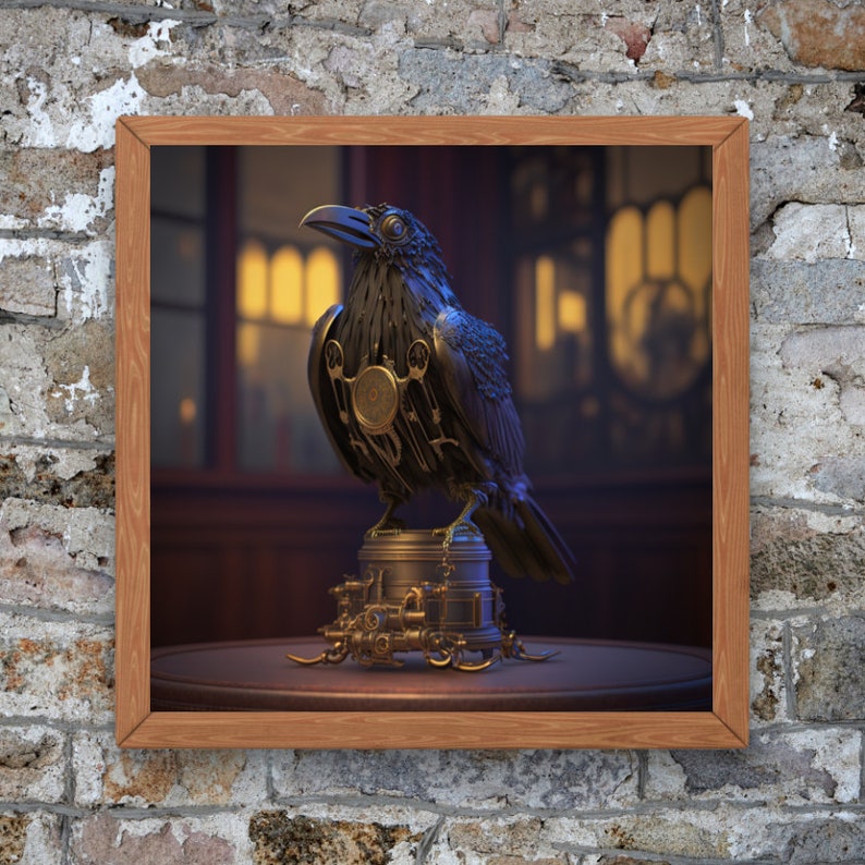 Steampunk Raven Printable Wall Art-victoria Era 3D Style Black ...