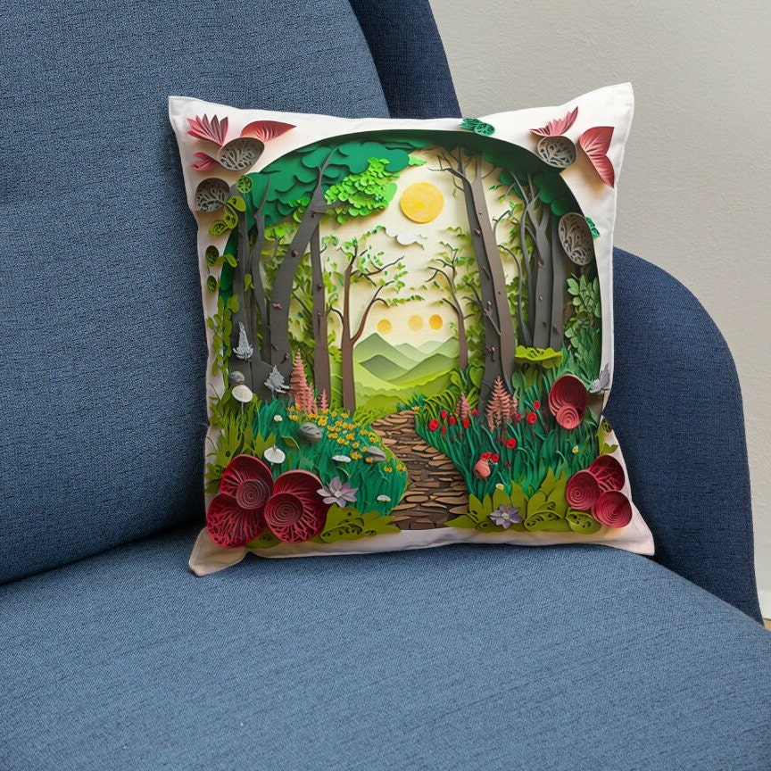 Landscape Paper Quilling Art-forest Trail Art-trees and Sunset Wall Art ...