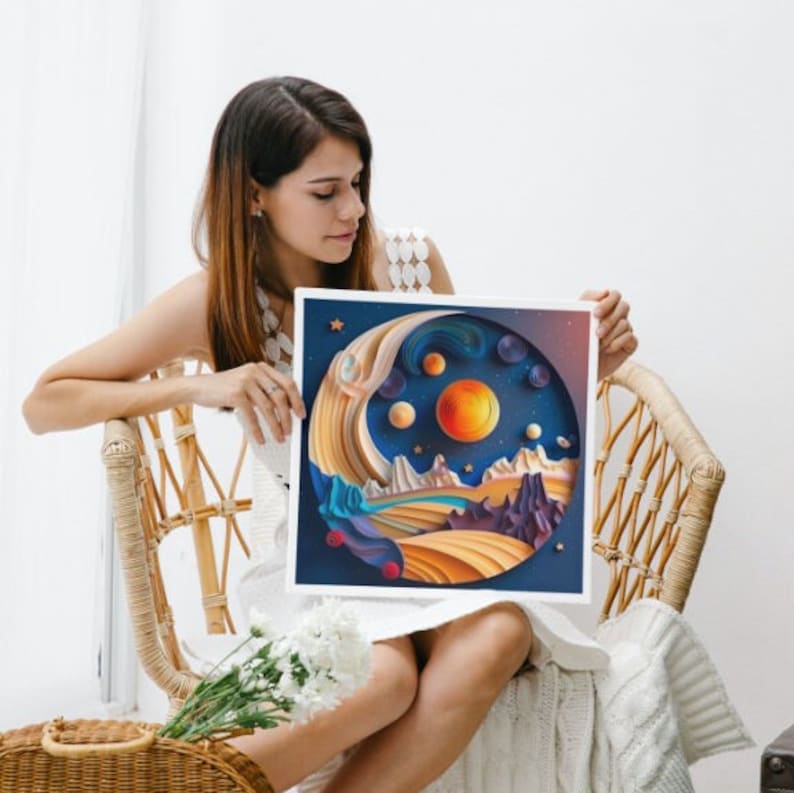 Galaxy Paper Quilling Art-planets and Stars Wall Art-space Kids Room ...