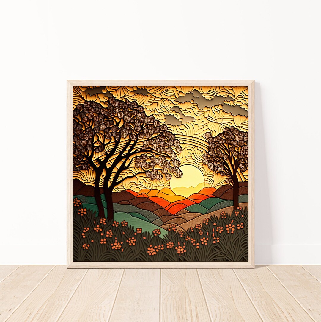 Landscape Paper Quilling Art Paper Quilling-trees and Sunset Ai Wall ...