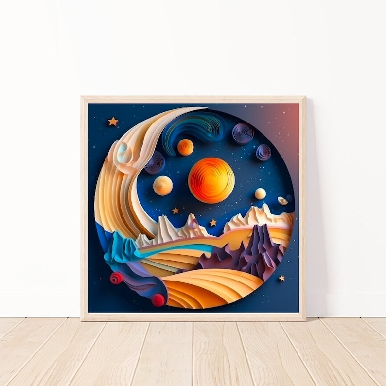 Galaxy Paper Quilling Art-planets and Stars Wall Art-space Kids Room ...