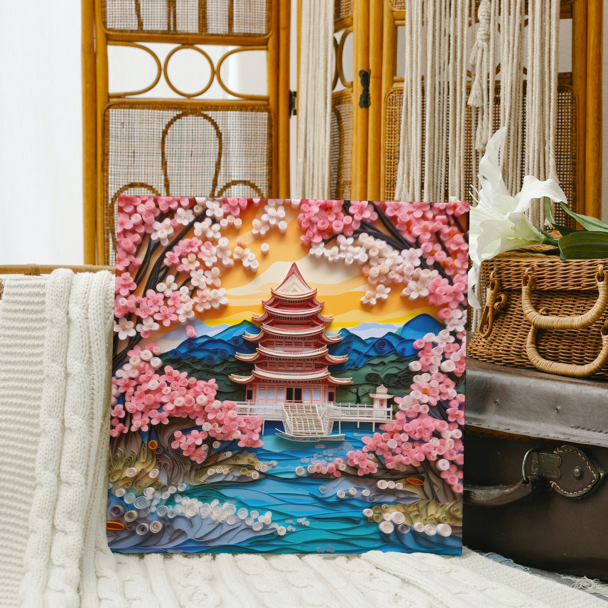 Cherry Blossoms Paper Quilling-cherry Blossoms in A Japanese Garden Ai ...