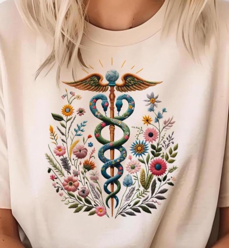 Floral Caduceus PNG Clipart-medical Symbol With Flowers-feminine ...