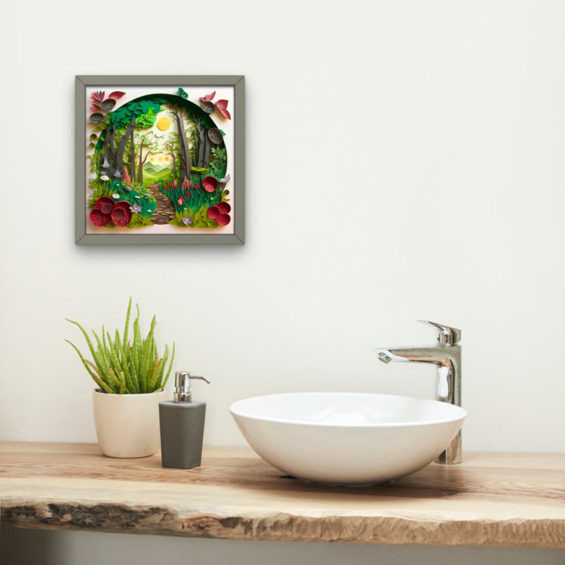 Landscape Paper Quilling Art-forest Trail Art-trees and Sunset Wall Art ...