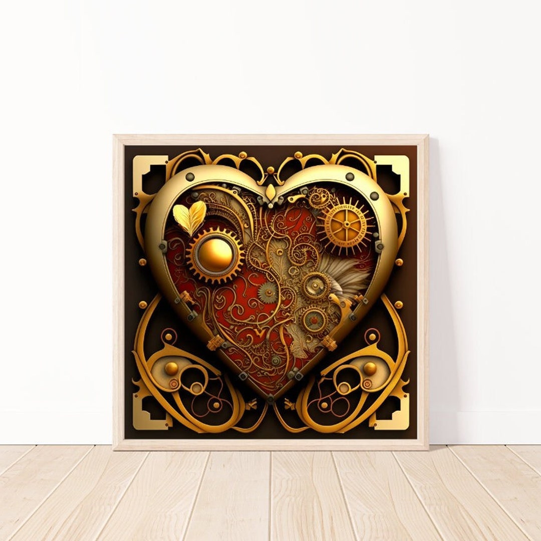Steampunk Heart Printable Wall Art-steampunk Scrapbooking-steampunk Art ...