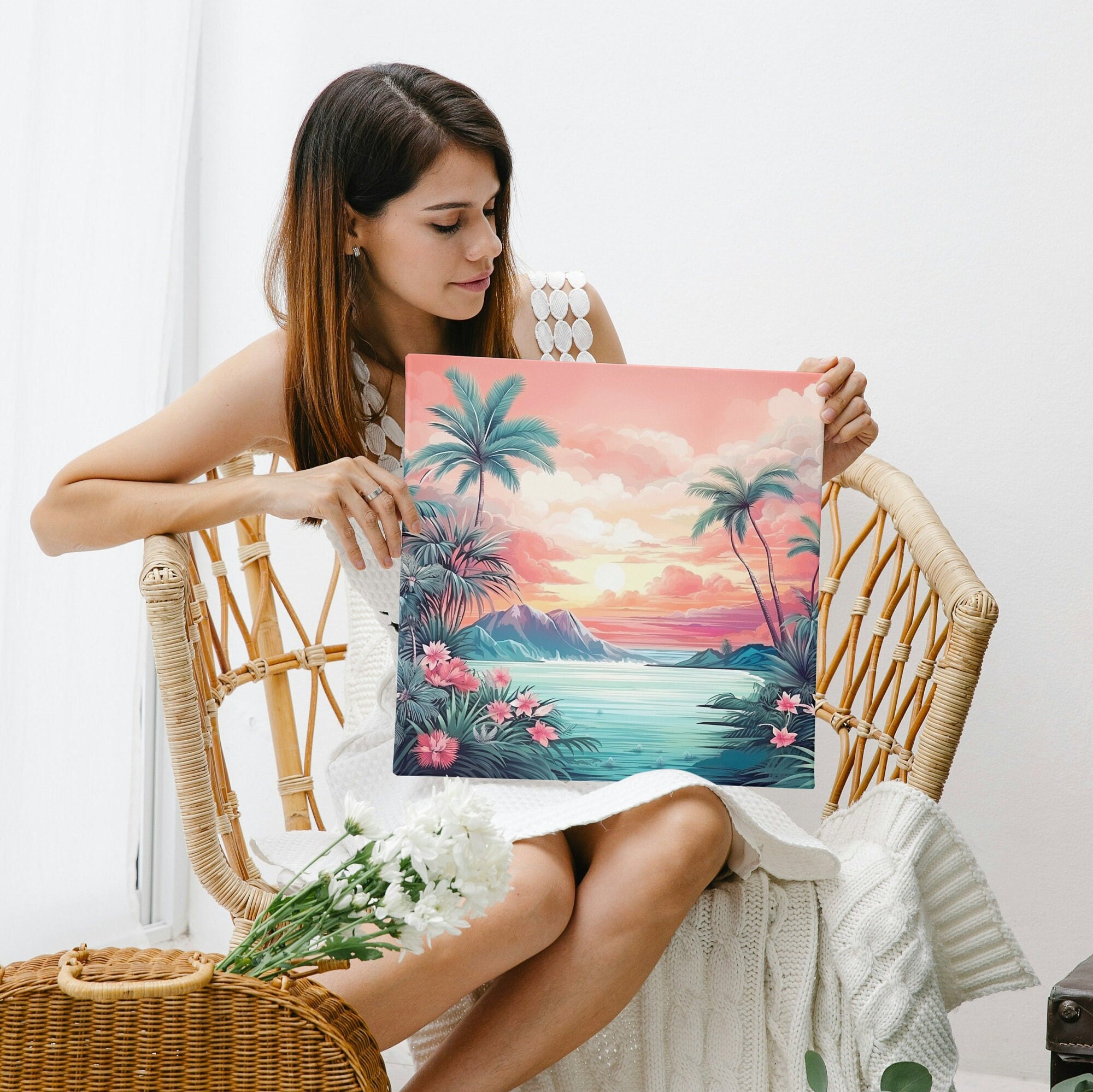 Watercolor Tropical Paradise Wall Art Set of 4-beach Landscape Wall Art ...