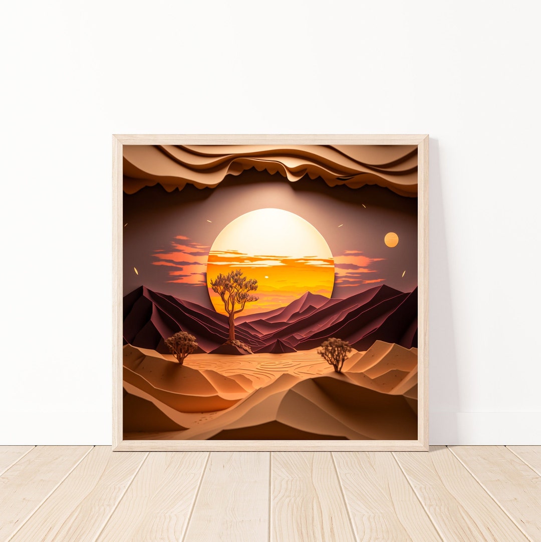 Desert Scene Paper Quilling Art-desert at Sunset Wall Art-southwest ...