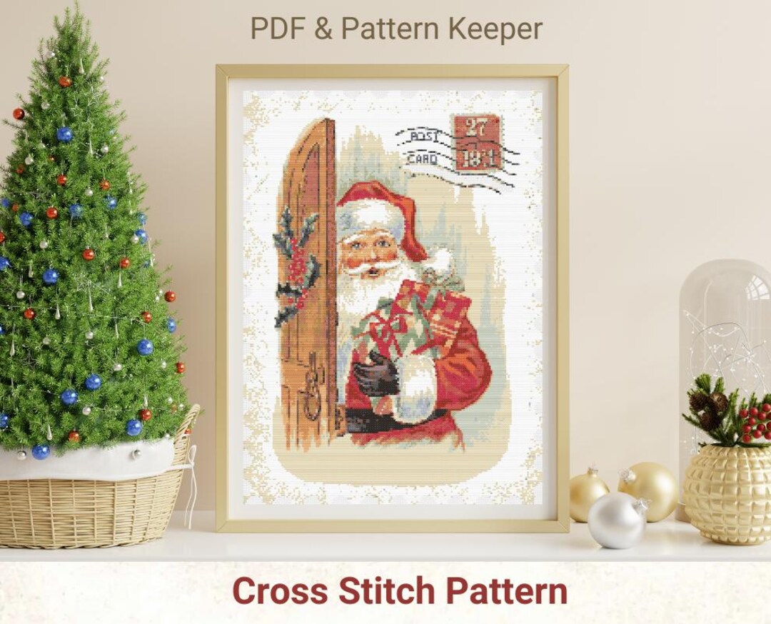 Christmas Postage Stamps Cross Stitch Pattern, Santa Christmas Gift ...