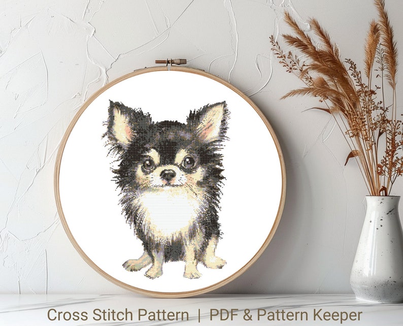 Cute Chihuahua Dog Watercolor Cross Stitch Pattern, Cute Puppy Cross ...