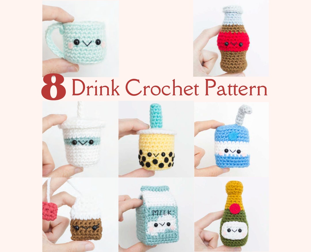 8 Small Amigurumi Fun Drinks Crochet Pattern, Bubble Boba Tea Crochet ...