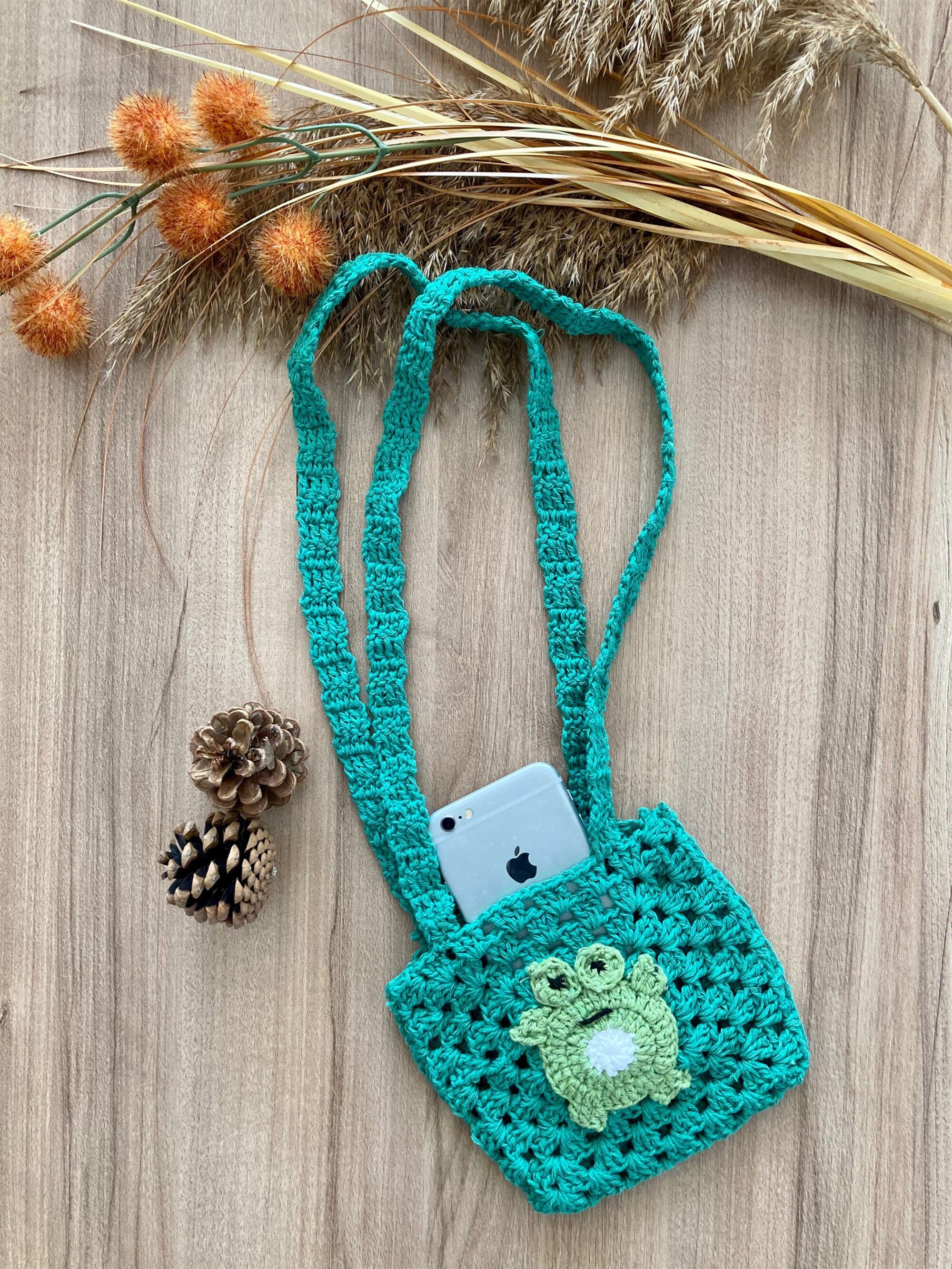 Small Cute Froggy Green Crochet Shoulder Bag ,cute Animal Knitted ...