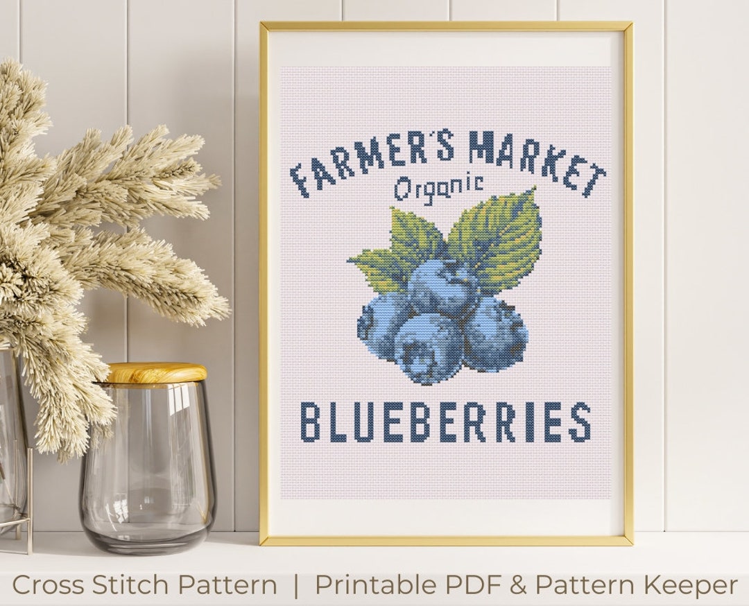 Vintage Blueberry Cross Stitch Pattern, Fruits X-stitch Pattern ...