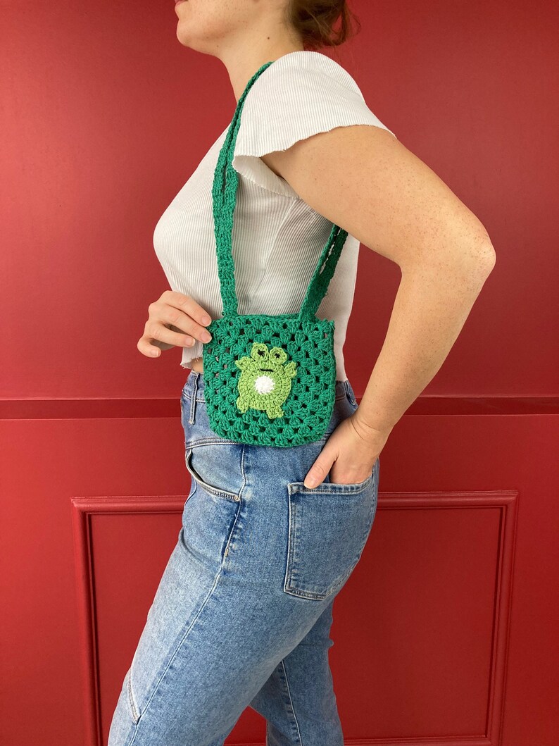 Small Cute Froggy Green Crochet Shoulder Bag ,cute Animal Knitted ...