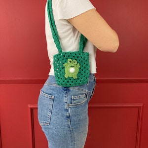 Small Cute Froggy Green Crochet Shoulder Bag ,cute Animal Knitted ...