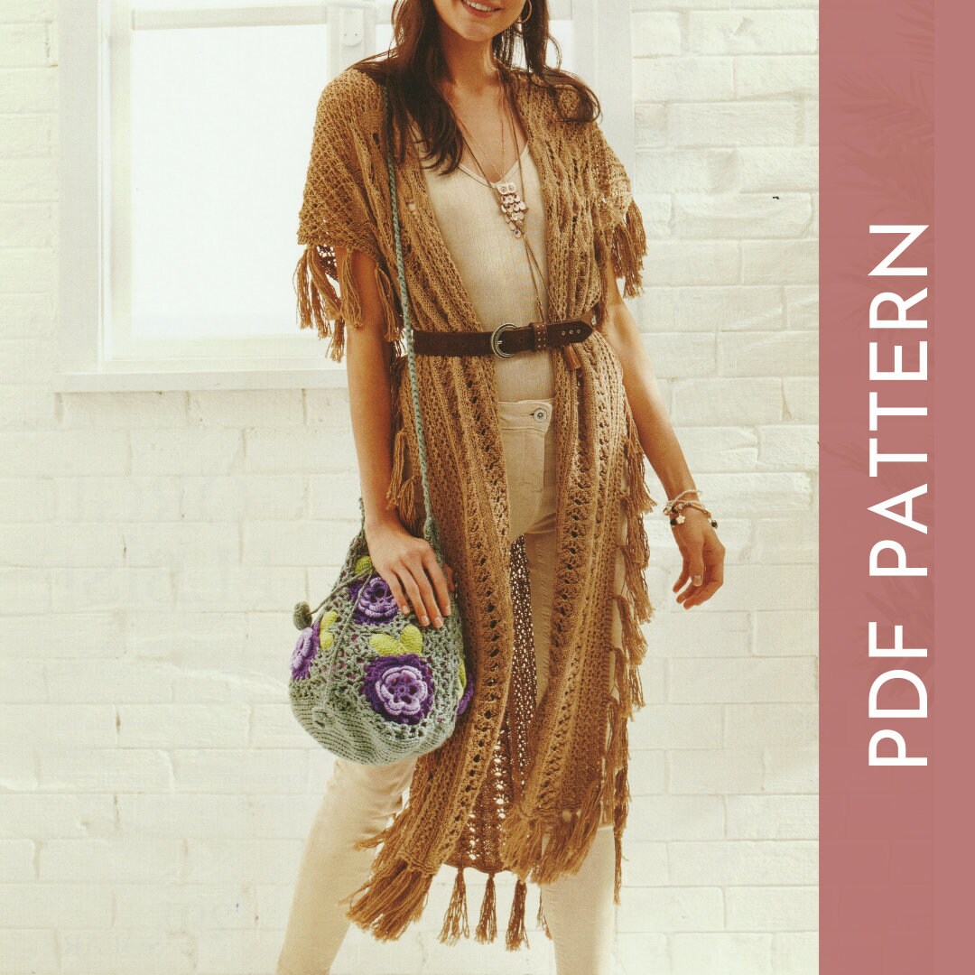 Knitting Festival Cardigan Bohemian Duster Pattern, Crochet Boho ...