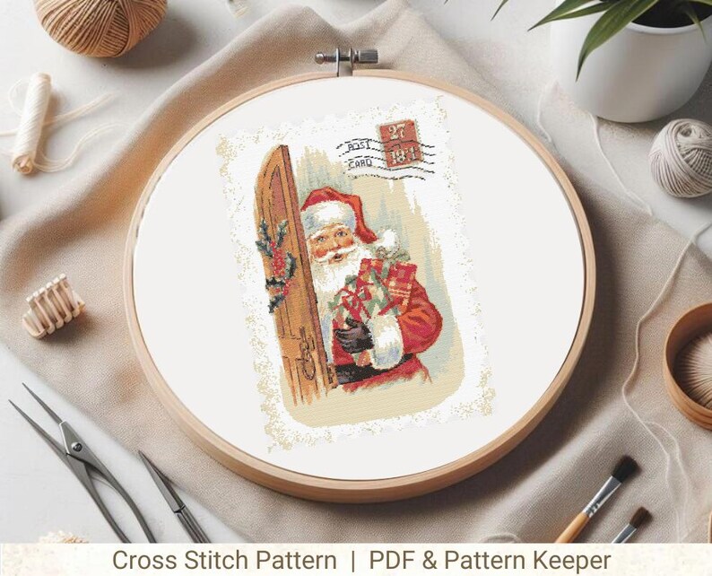 Christmas Postage Stamps Cross Stitch Pattern, Santa Christmas Gift ...
