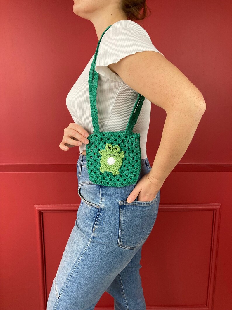 Small Cute Froggy Green Crochet Shoulder Bag ,cute Animal Knitted ...