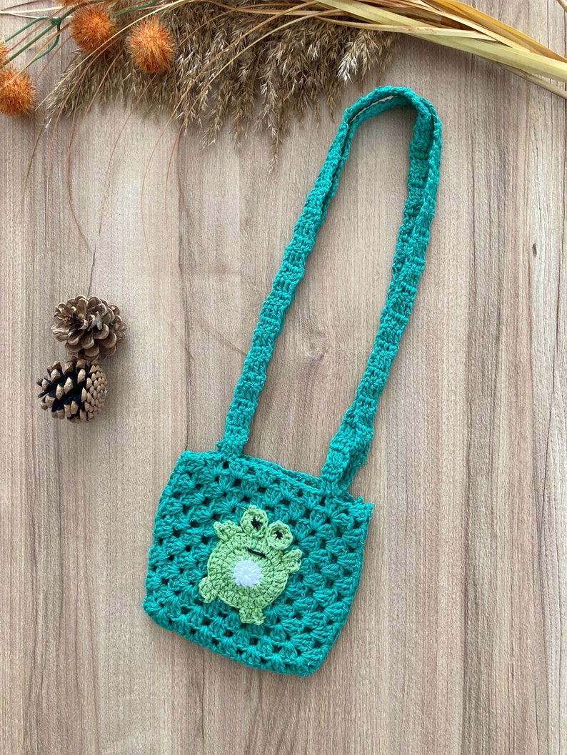 Small Cute Froggy Green Crochet Shoulder Bag ,cute Animal Knitted ...
