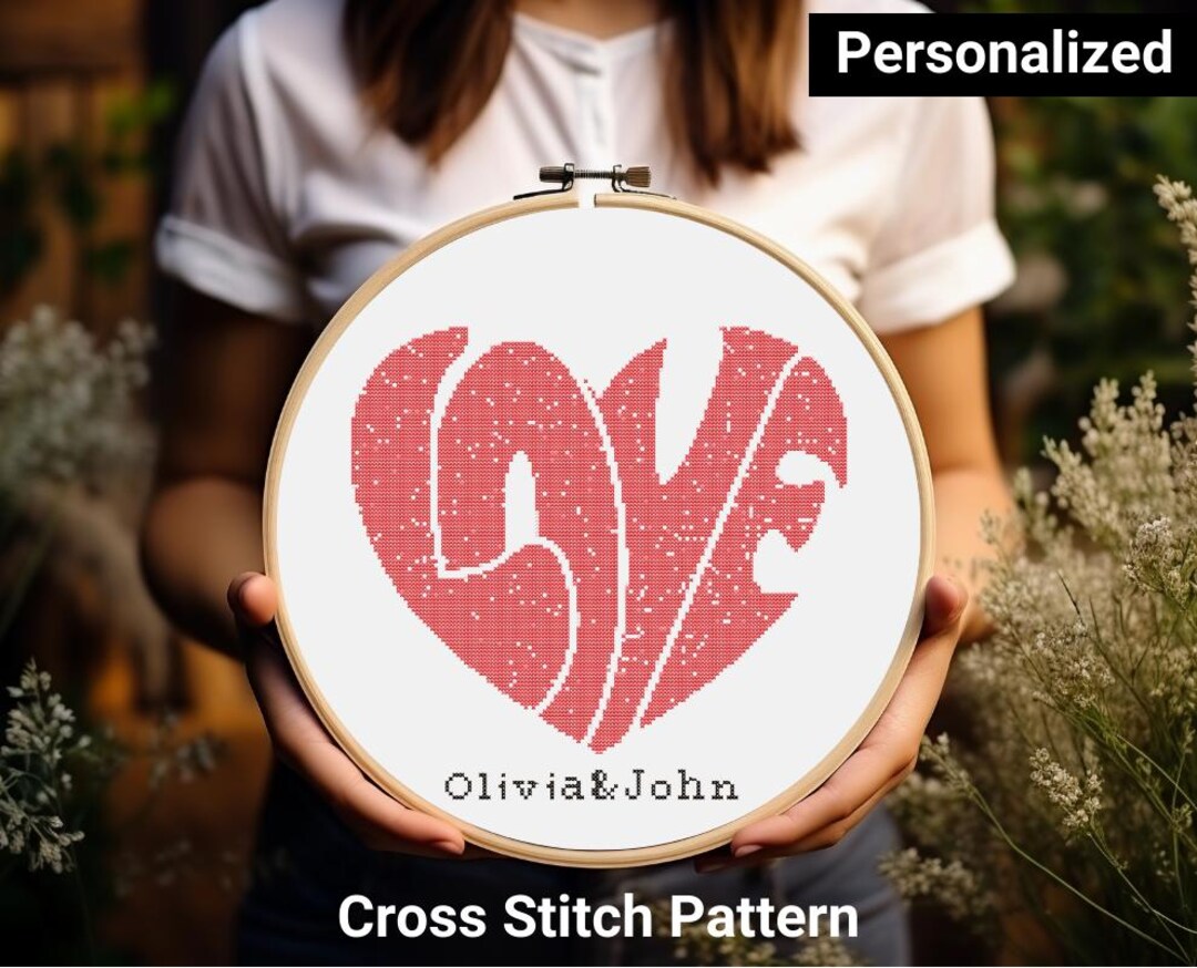 Personalized Couple Names Cross Stitch Patterns, Love Cross Stitch ...