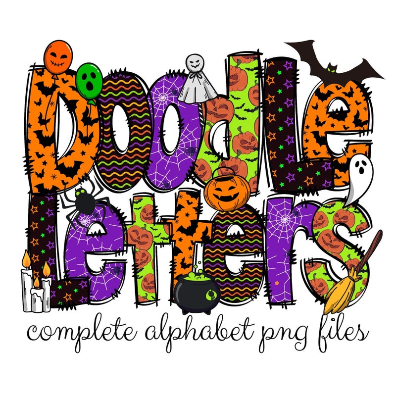 Halloween Doodle Alphabet - Etsy