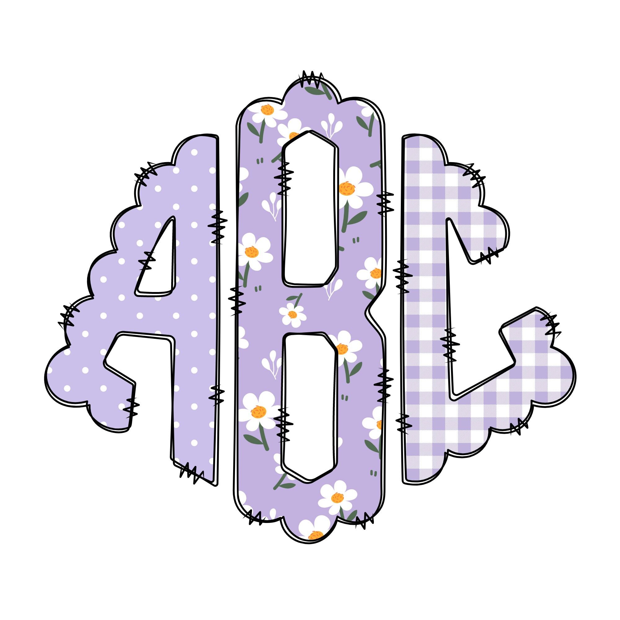 Purple Flower Monogram Letters Sublimation PNG Hand Drawn - Etsy