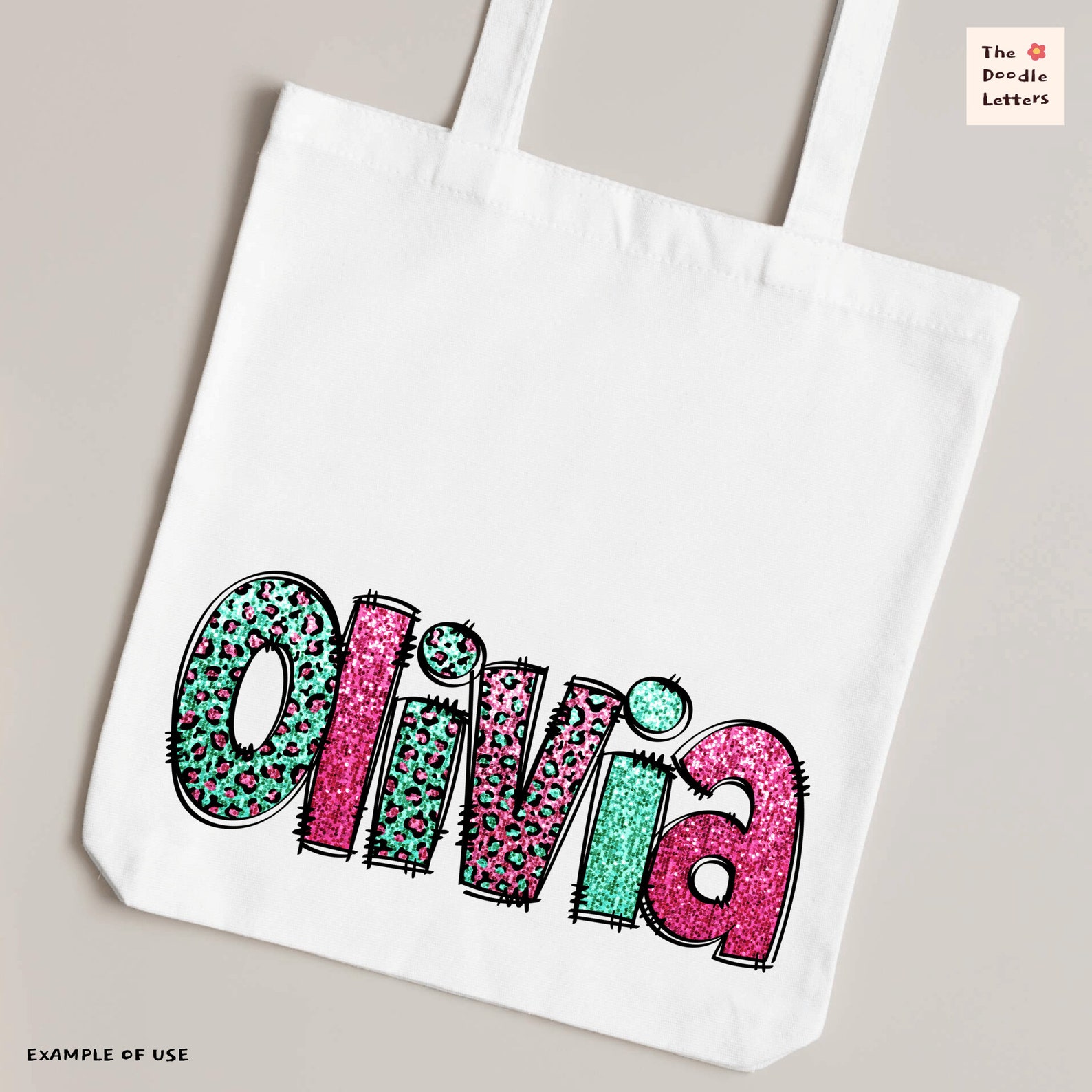 Spring Sequin Leopard Doodle Letters Alphabet Set, Bright Colorful ...