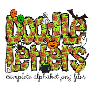 Halloween Doodle Letters With Clip Art PNG Files, Make Your Own Name ...