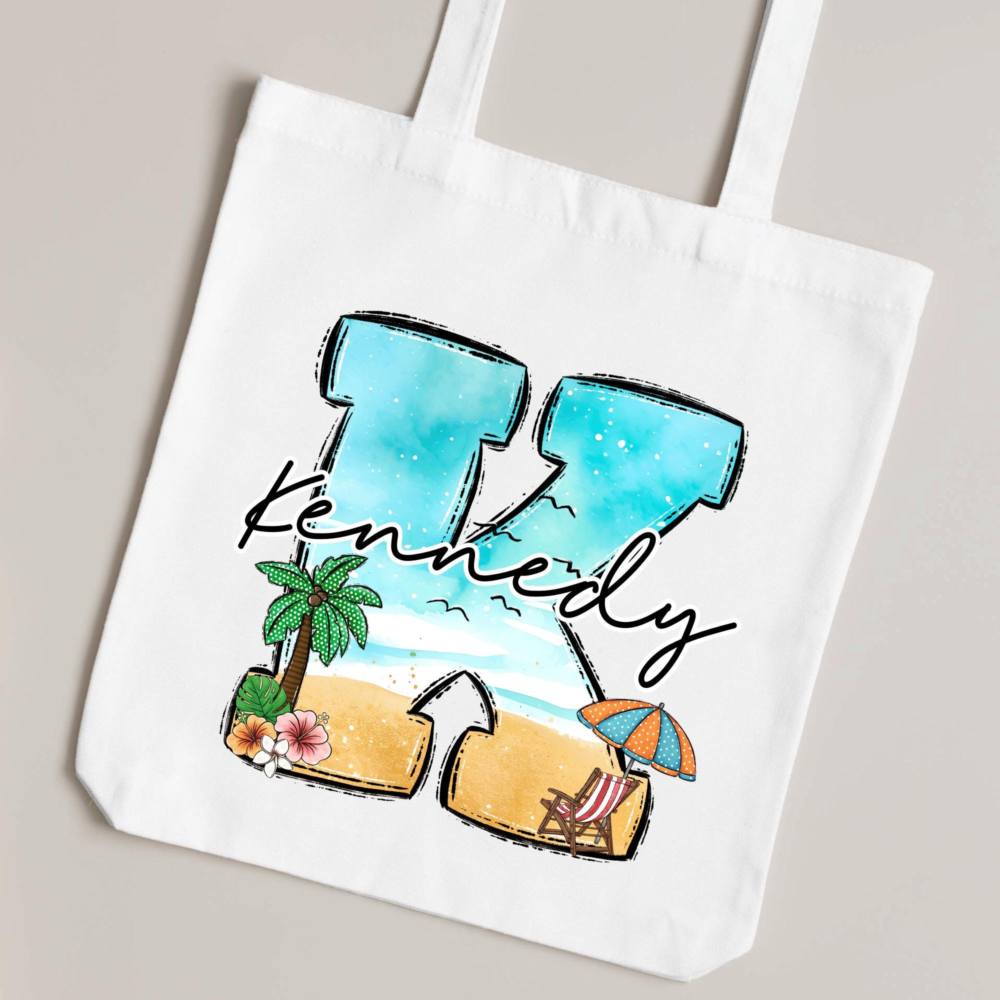 Beach Doodle Letters PNG, Add Your Own Name, CANVA Template ...