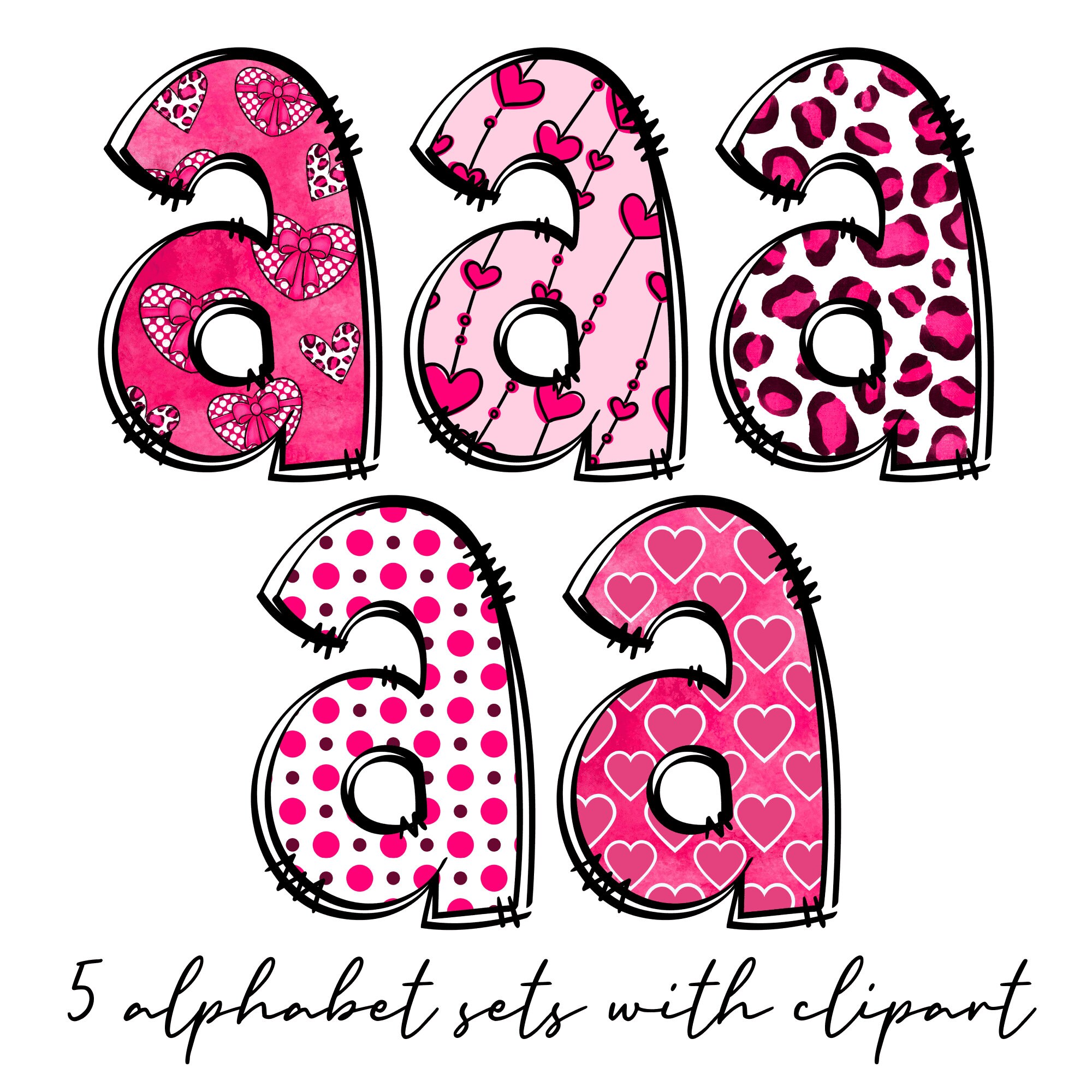 Valentines Day Alphabet With Clip Art PNG Files, Make Your Own Name ...