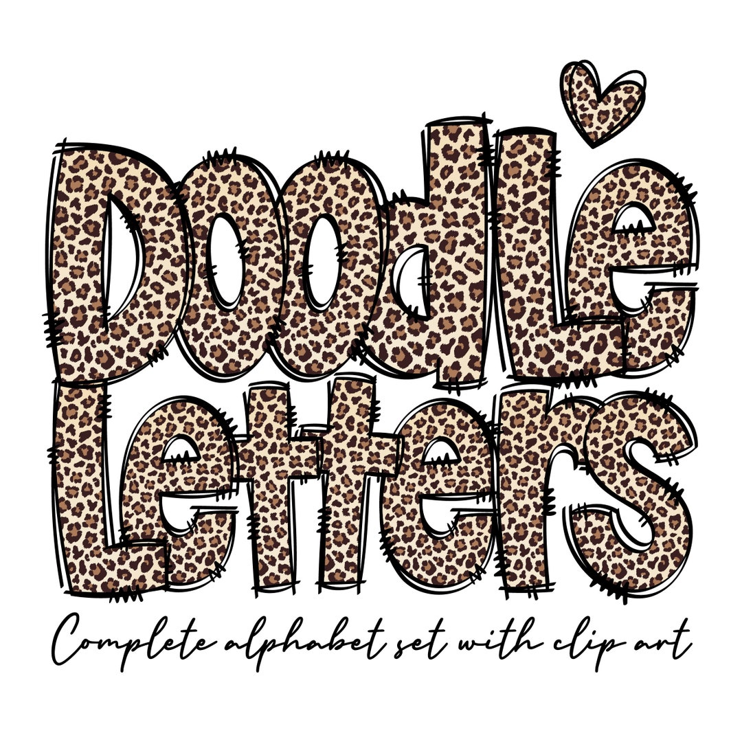 Leopard Print Doodle Alphabet PNG, Alphabet Letters PNG Bundle, Hand ...