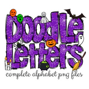 Halloween Doodle Letters With Clip Art PNG Files, Make Your Own Name ...