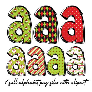 Christmas Doodle Letters and Clip Art & Numbers, Uppercase Alphabet Set ...