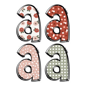 Floral Boho Spring Doodle Letters PNG Bundle, Spring Flower Alphabet ...