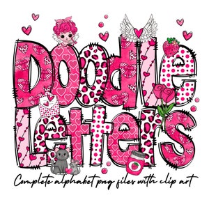 Valentines Day Alphabet With Clip Art PNG Files, Make Your Own Name ...