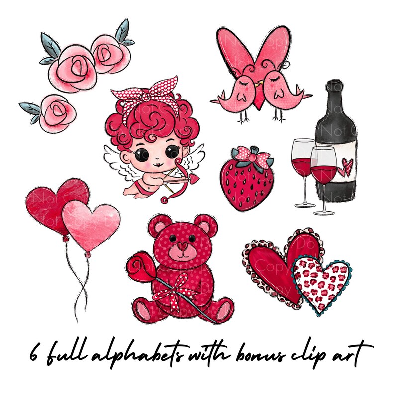 Valentines Day Alphabet With Clip Art PNG Files, Make Your Own Name ...