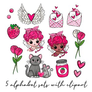 Valentines Day Alphabet With Clip Art PNG Files, Make Your Own Name ...