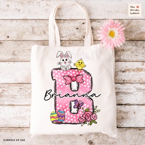 Easter Bunny Doodle Letter PNG, Add Your Own Name, CANVA Template ...