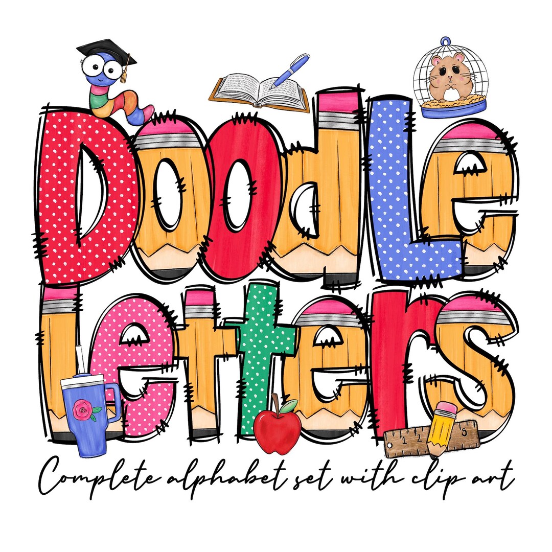 Back to School Shirt Alphabet Doodle Letters Sublimation PNG, Pencil ...