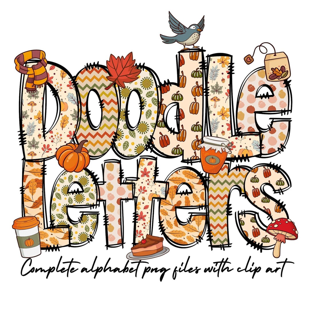 Fall Doodle Letters With Clip Art Autumn Hand Drawn Doodle - Etsy