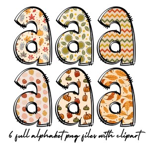 Fall Doodle Letters With Clip Art, Autumn Hand Drawn Doodle Alpha Bundle, Its Fall Yall Pumpkin ...