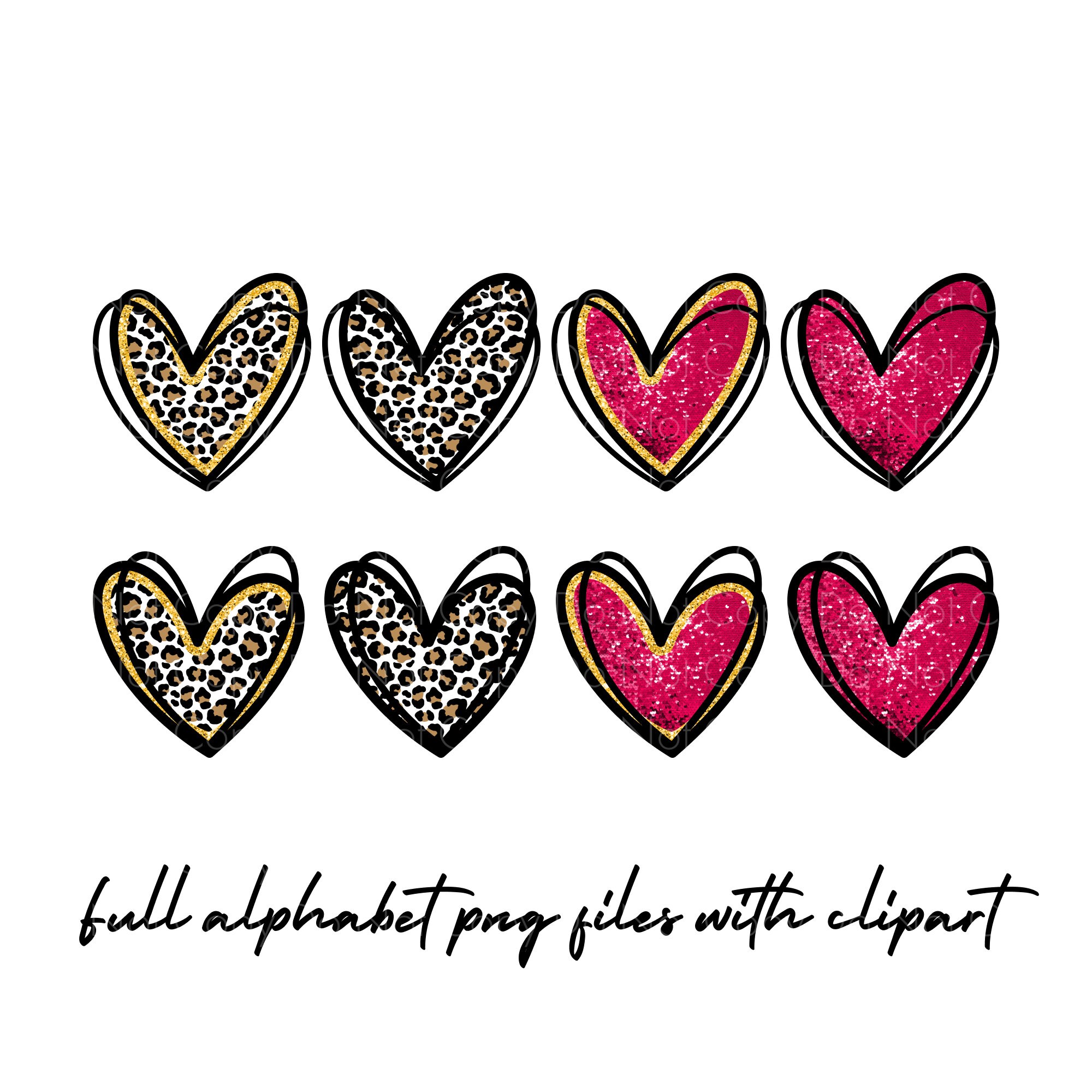 Glitter Leopard Doodle Letters Alphabet Set, Doodle Font PNG, Leopard ...