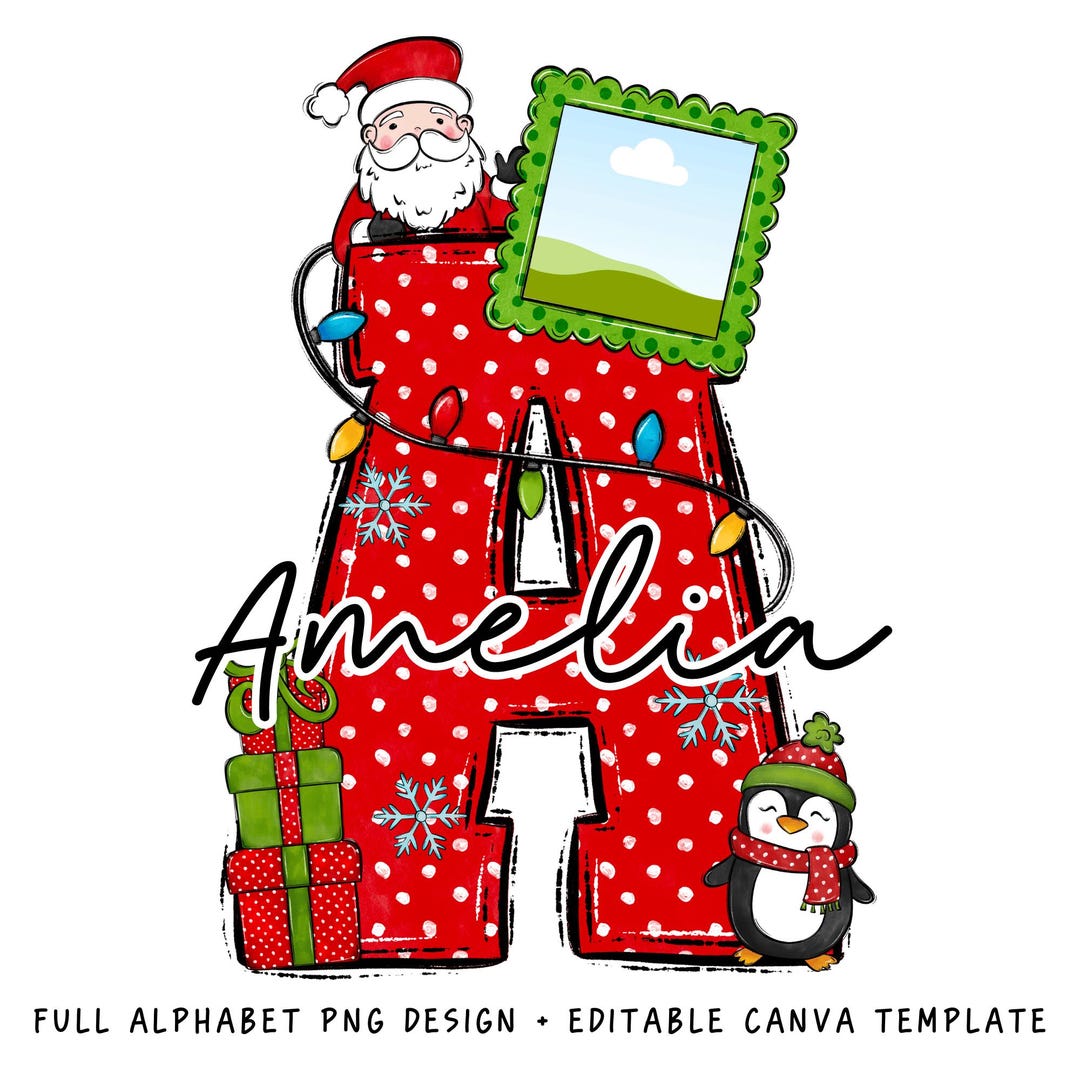 Christmas Letter, Christmas Png, Add Your Own Name , Entire Alphabet ...