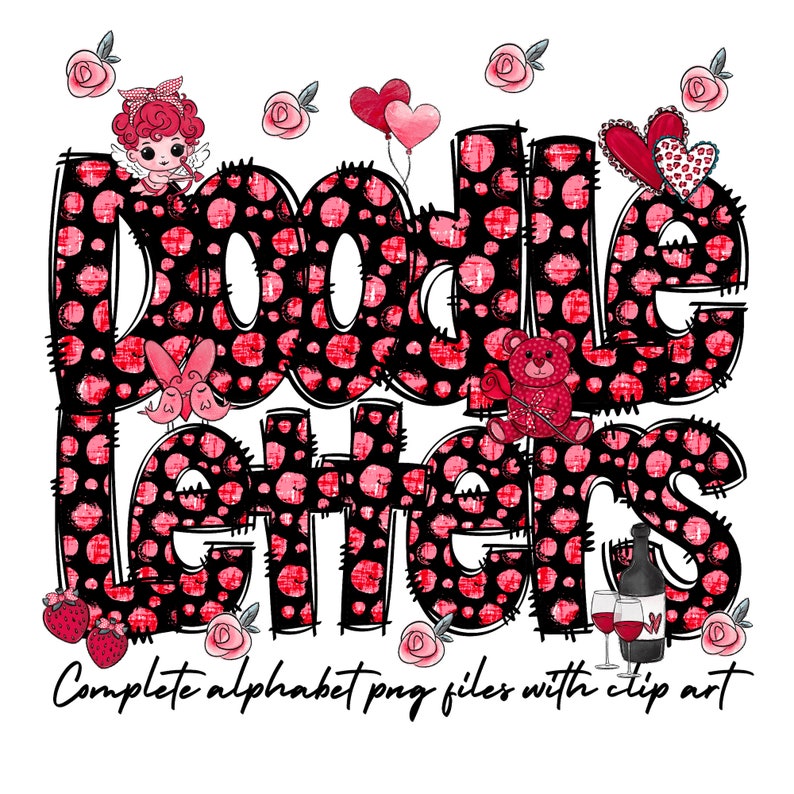 Valentines Day Alphabet With Clip Art PNG Files, Make Your Own Name ...